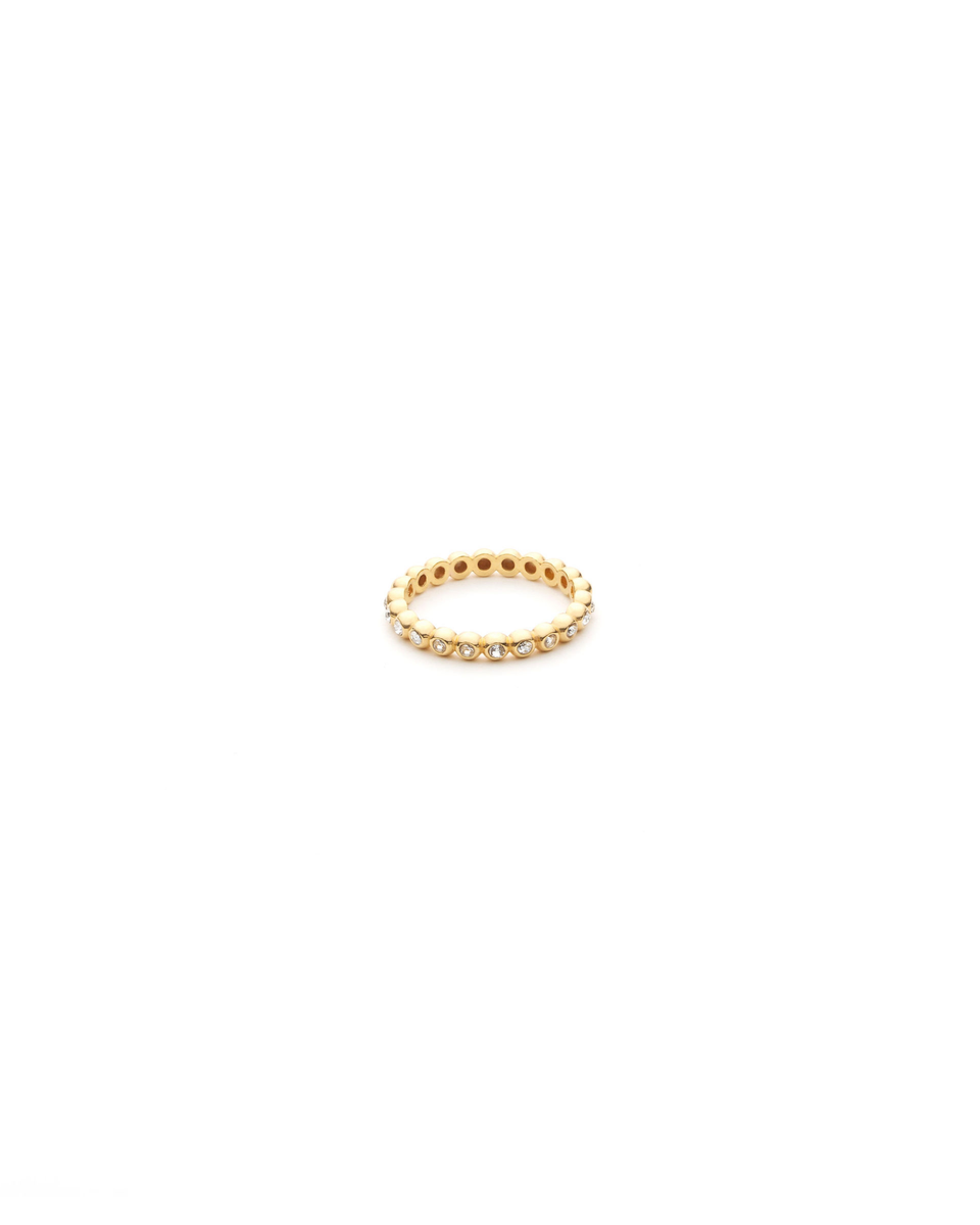 Ferrara 18k Gold Vermeil and Cubic Zirconia Beaded Ring Band – La Daje