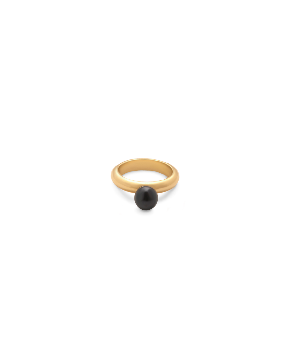Perla Nera 18k Gold Vermeil and Black Fresh Water Pearl Ring – La Daje